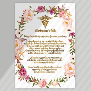 Veterinarian's Oath Print, Veterinarian Gift, Animal Doctor Gift ...