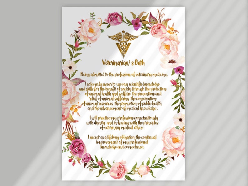 Veterinarian's Oath Print, Veterinarian Gift, Animal Doctor Gift ...