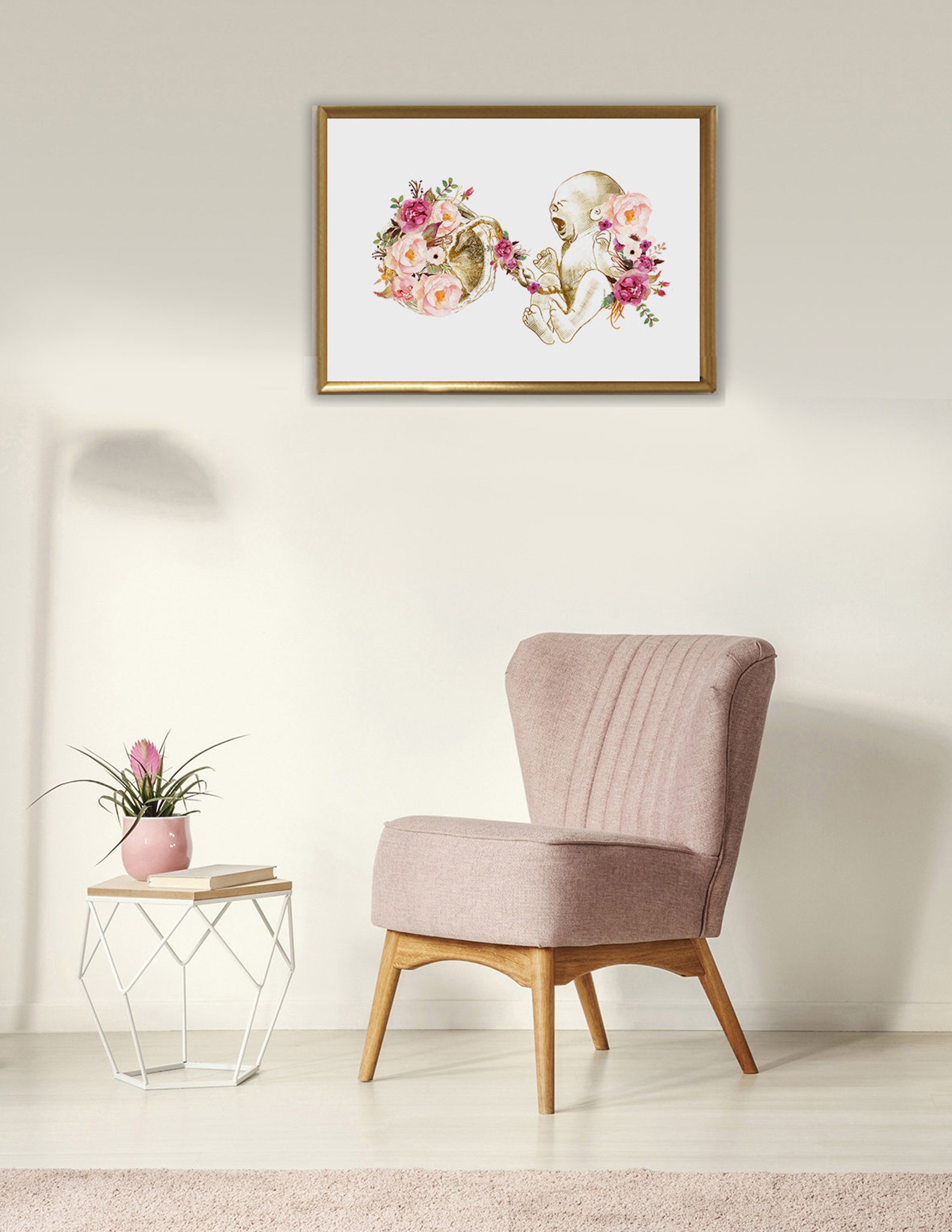 Doula Art Baby With Placenta Midwife Gift Birth Art Birth - Etsy