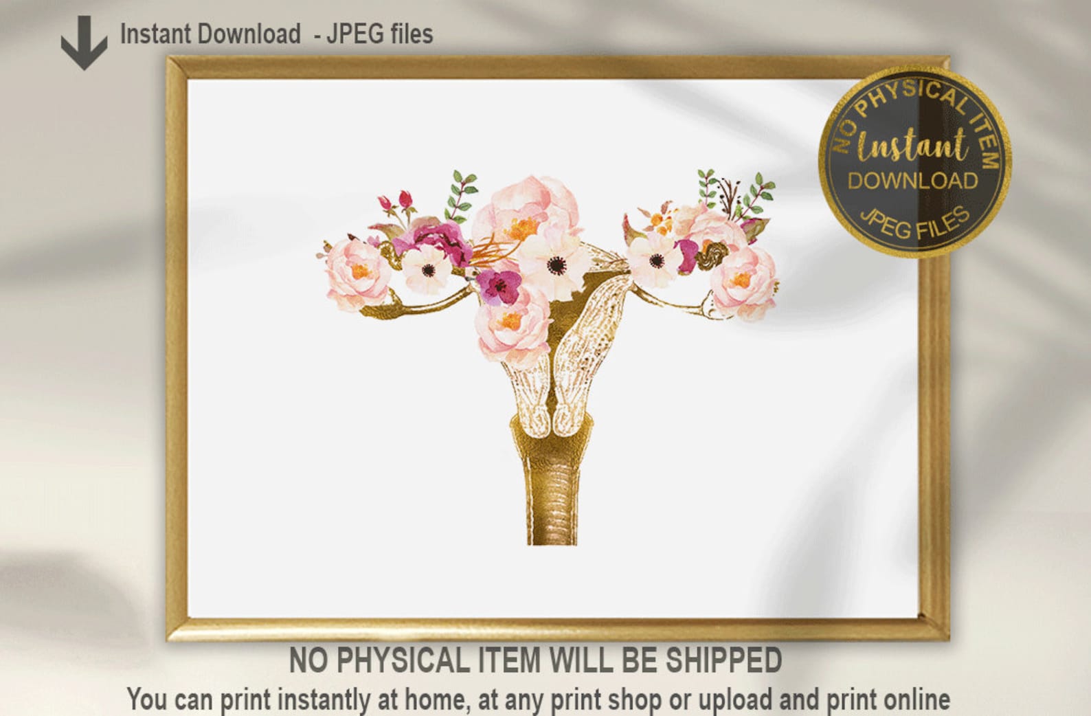 Floral Uterus Art Print, Female Anatomy Wall Art, Feminine Reproductive ...