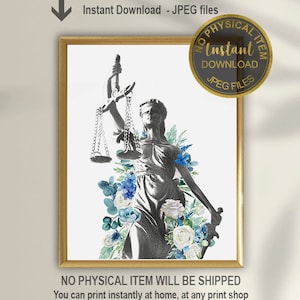 Lady Justice Art, Lawyer Gift, Themis Lady Justice Print, Law Office ...