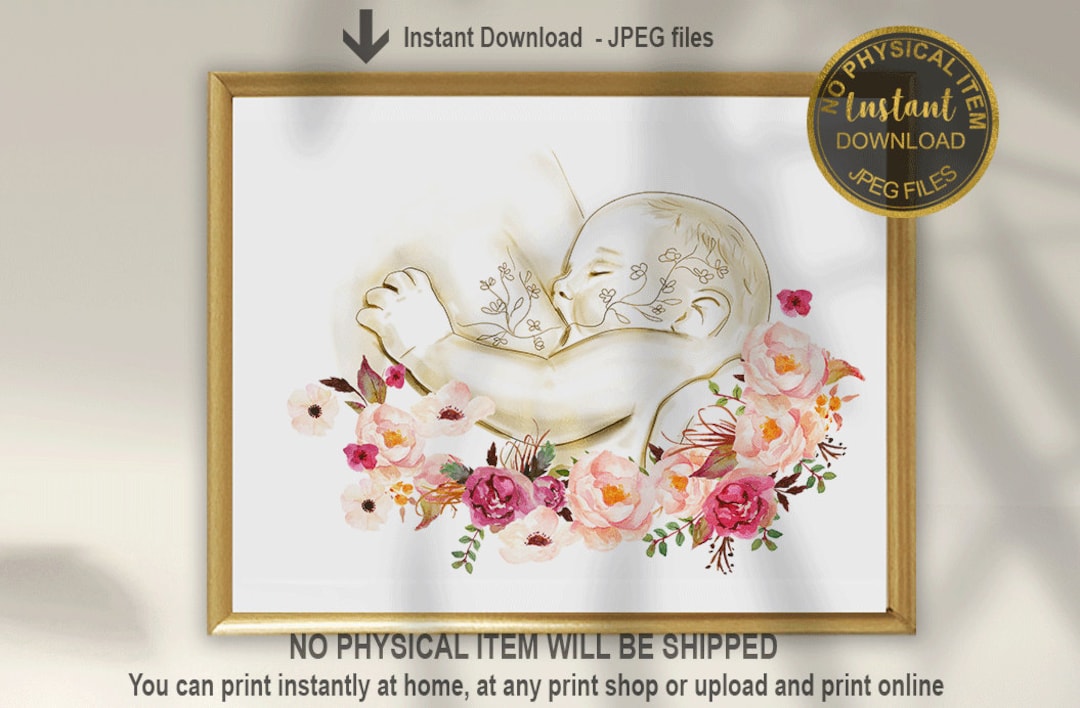 Breastfeeding Art Print, Lactation Anatomy Wall Art, Floral ...