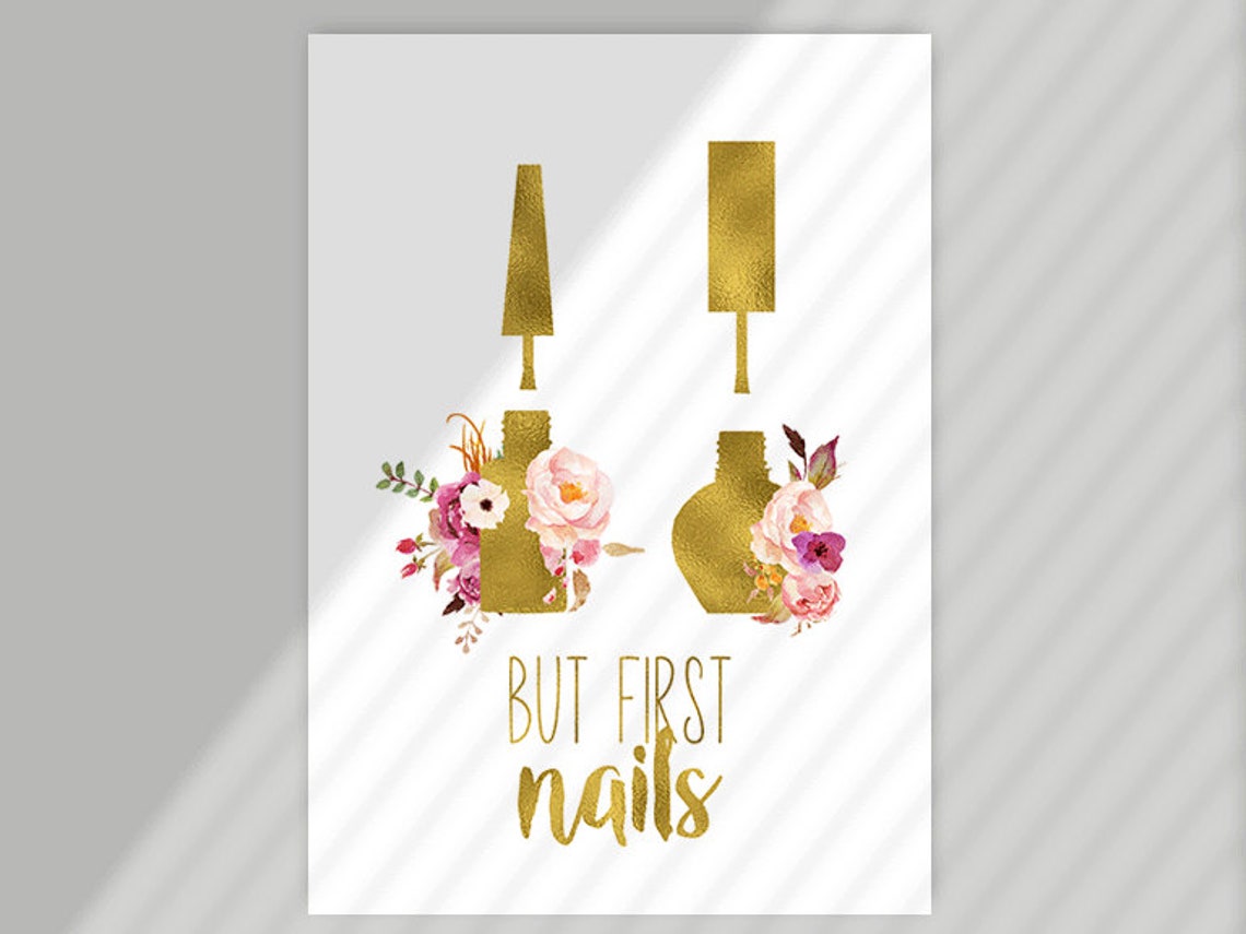 Nail Salon Decor Nails Salon Print But First Nails Nail Art | Etsy