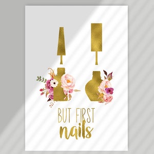 Nail Salon Decor Nails Salon Print But First Nails Nail Art | Etsy