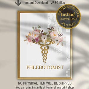 Phlebotomist Gift: Phlebotomy Art Print With Caduceus for Graduation ...