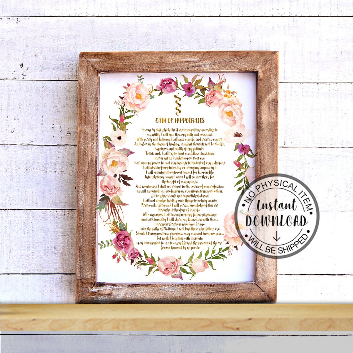 Oath of Hippocrates Art Hippocratic Oath Graduation Gift | Etsy