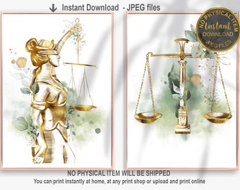 Scales of Justice Minimalist Lawyer/law Student Digital Wall Art Print ...