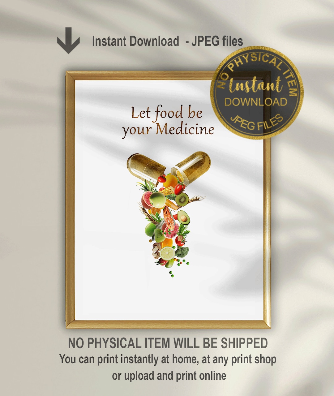 Let Food Be Your Medicine Print, Dietitian Office Decor, Nutrition Wall ...