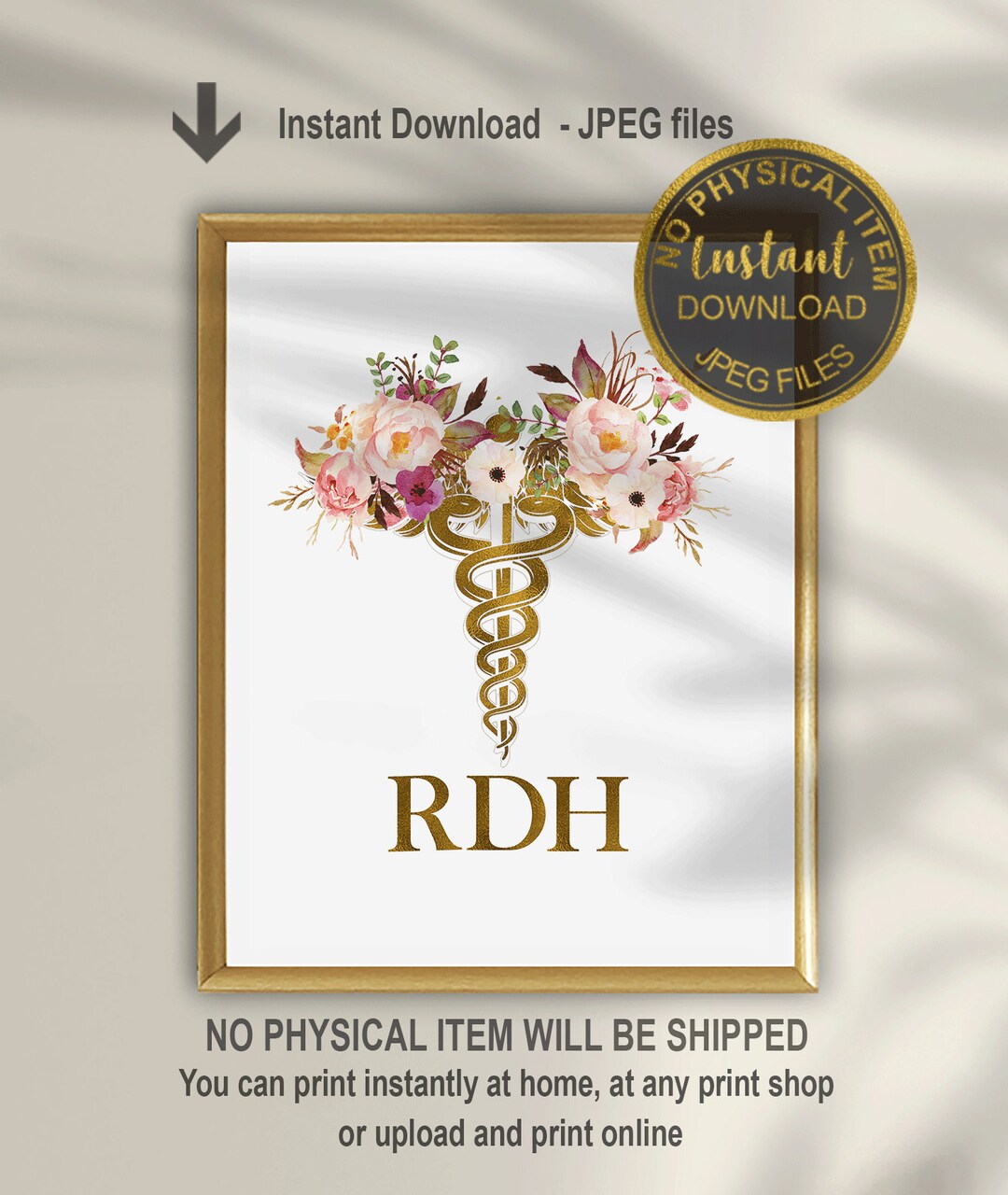 RDH Caduceus Art, Dental Hygienist Gift RDH Dentist Gift, for Dentist ...