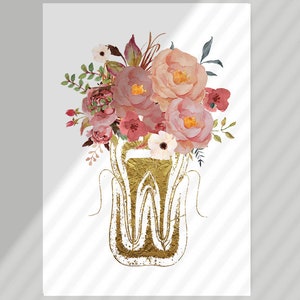 Floral Dental Art Set Dental Instruments Print Tooth Anatomy | Etsy