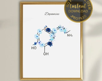 Science Art Dopamine Molecule Chemical Structure Chemistry - Etsy