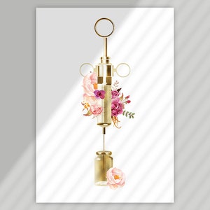 Cosmetic Nurse Art Print: Floral Syringe Poster (digital Download) - Etsy