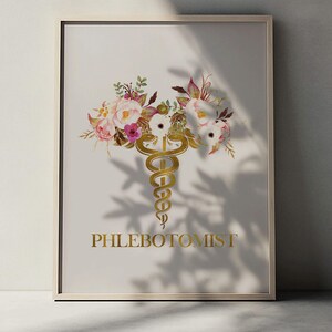 Phlebotomist Gift: Phlebotomy Art Print With Caduceus for Graduation ...