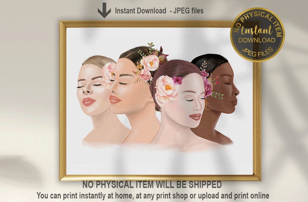 Women Art, Skin Tones Art, Esthetician Wall Art, Dermatology Art, Med ...