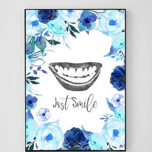 Smile Wall Art, Dental Hygienist Art, Dental Assistant Gift, Smile Art ...