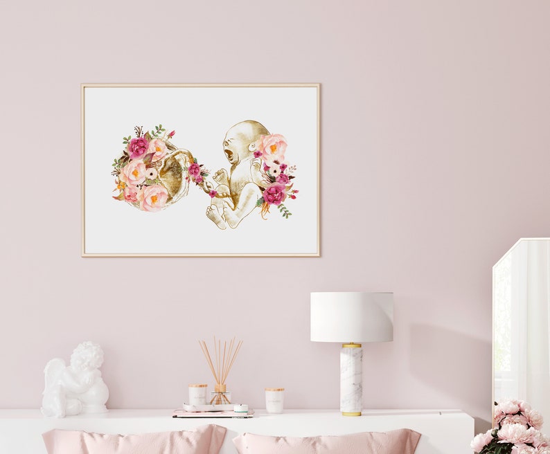 Doula Art, Baby With Placenta, Midwife Gift, Birth Art, Birth Gift ...