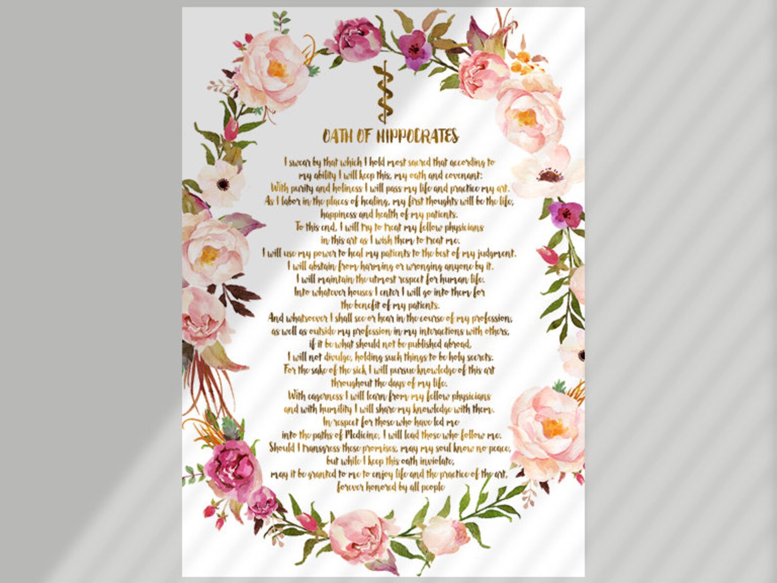 Oath of Hippocrates Art Hippocratic Oath Graduation Gift | Etsy