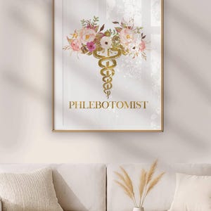 Phlebotomist Gift: Phlebotomy Art Print With Caduceus for Graduation ...