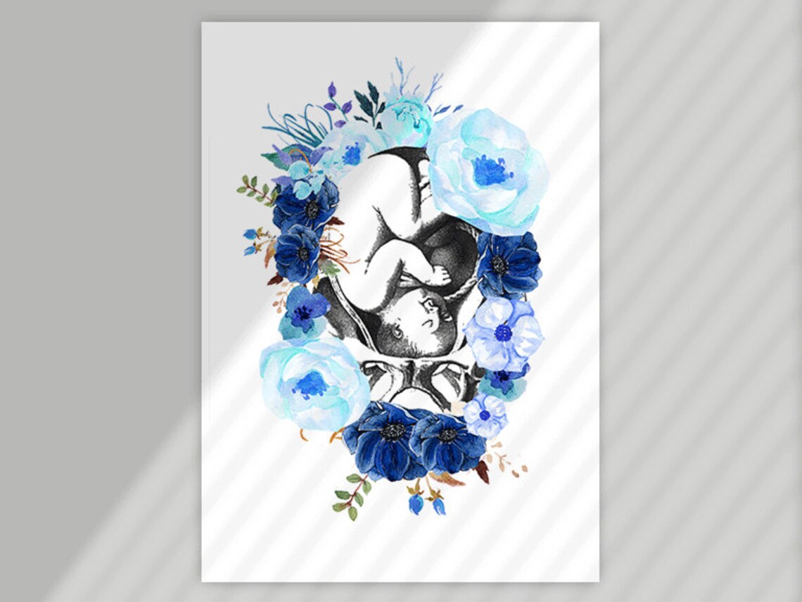 Midwife Student Gift Midwife Office Wall Art Floral Uterus | Etsy