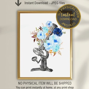 Microscope Print, Laboratory Science Art, Microbiology Art ...