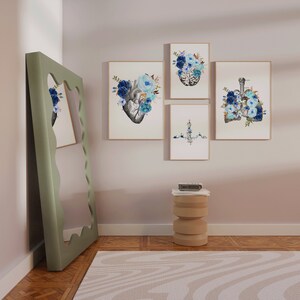 Doctor Medical Art Set, Blue Anatomy Art, Heart, Brain, Lungs, EKG ...