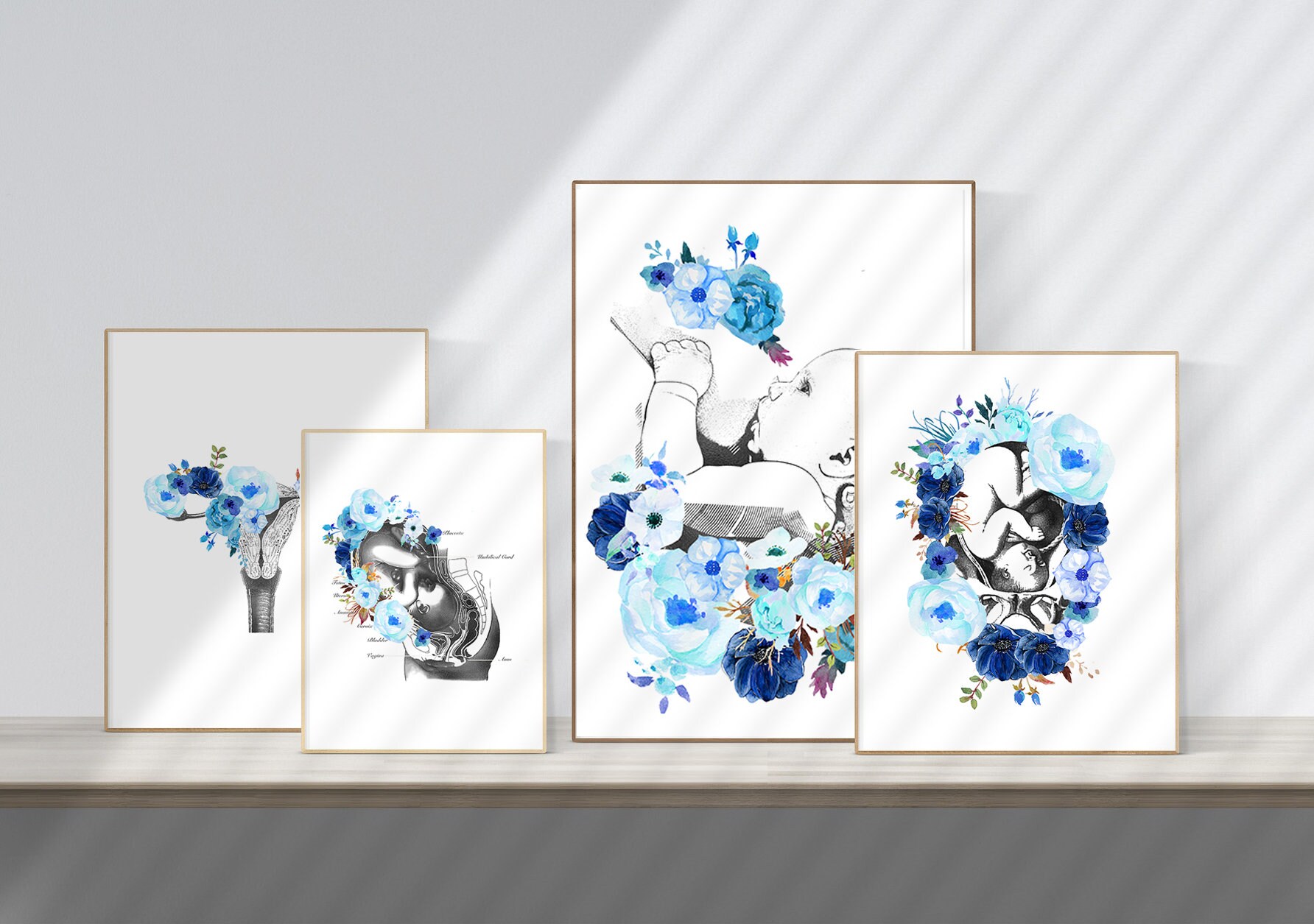 Midwife Student Gift Midwife Office Wall Art Floral Uterus | Etsy