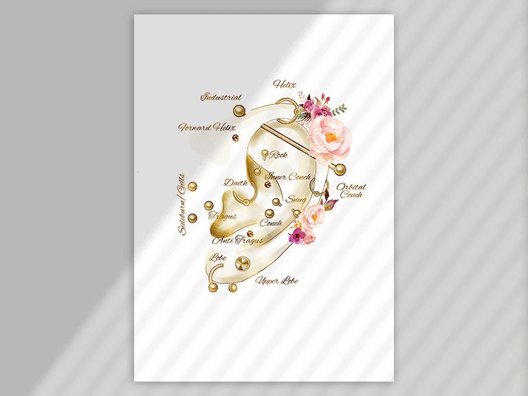 Ear Piercing Chart Art Print Piercing Poster Piercings - Etsy