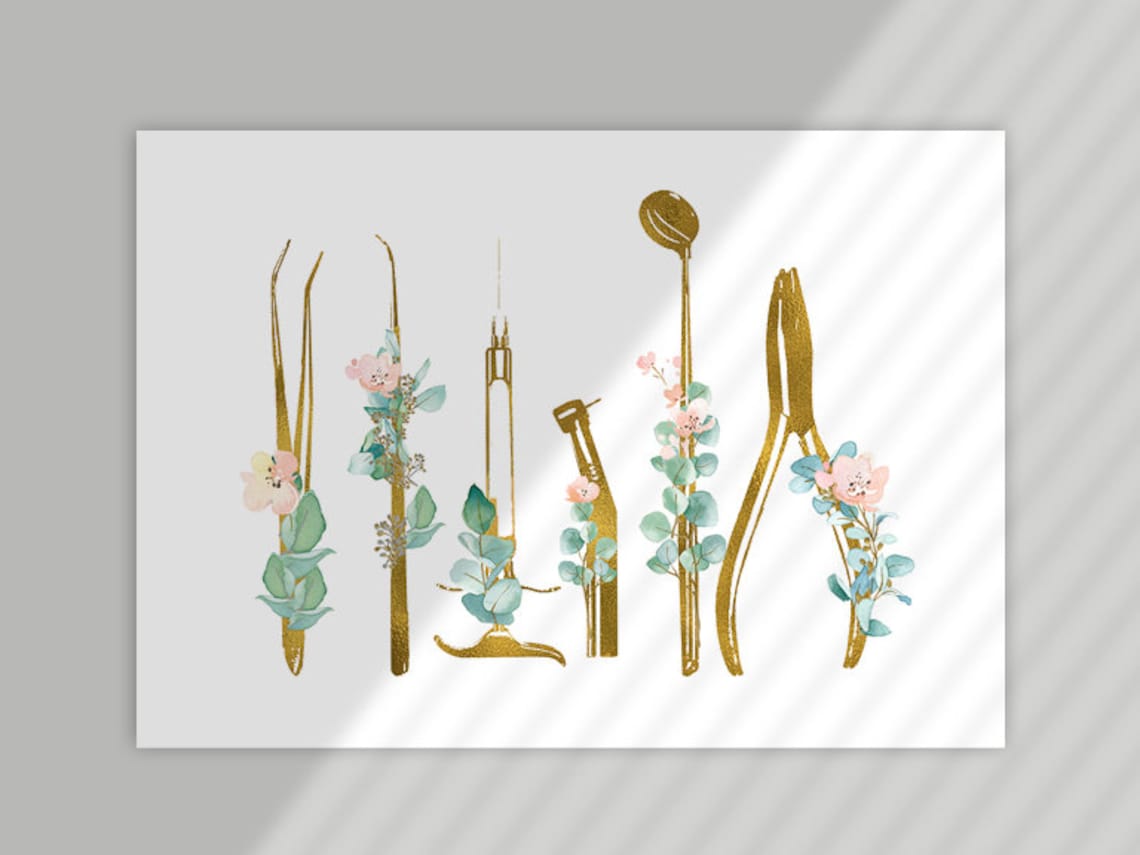 Dental Instruments Poster, Dentist Tools Art, Dental Decor, Dentist ...