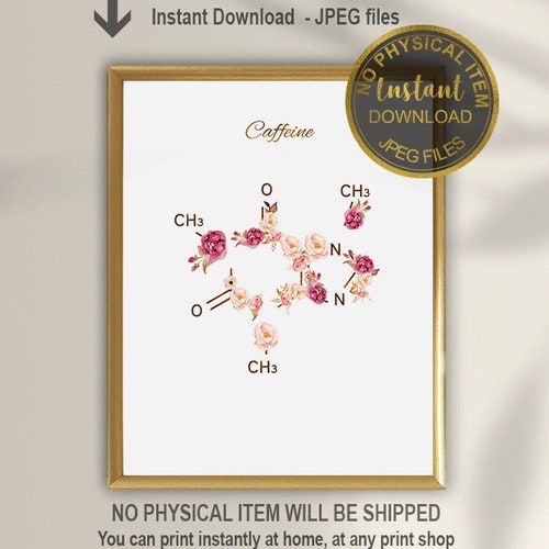 Caffeine Molecule Print Coffee Wall Art Caffeine Print - Etsy