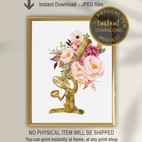 Microscope Art Print Medical Decor Science Art Biology Art - Etsy