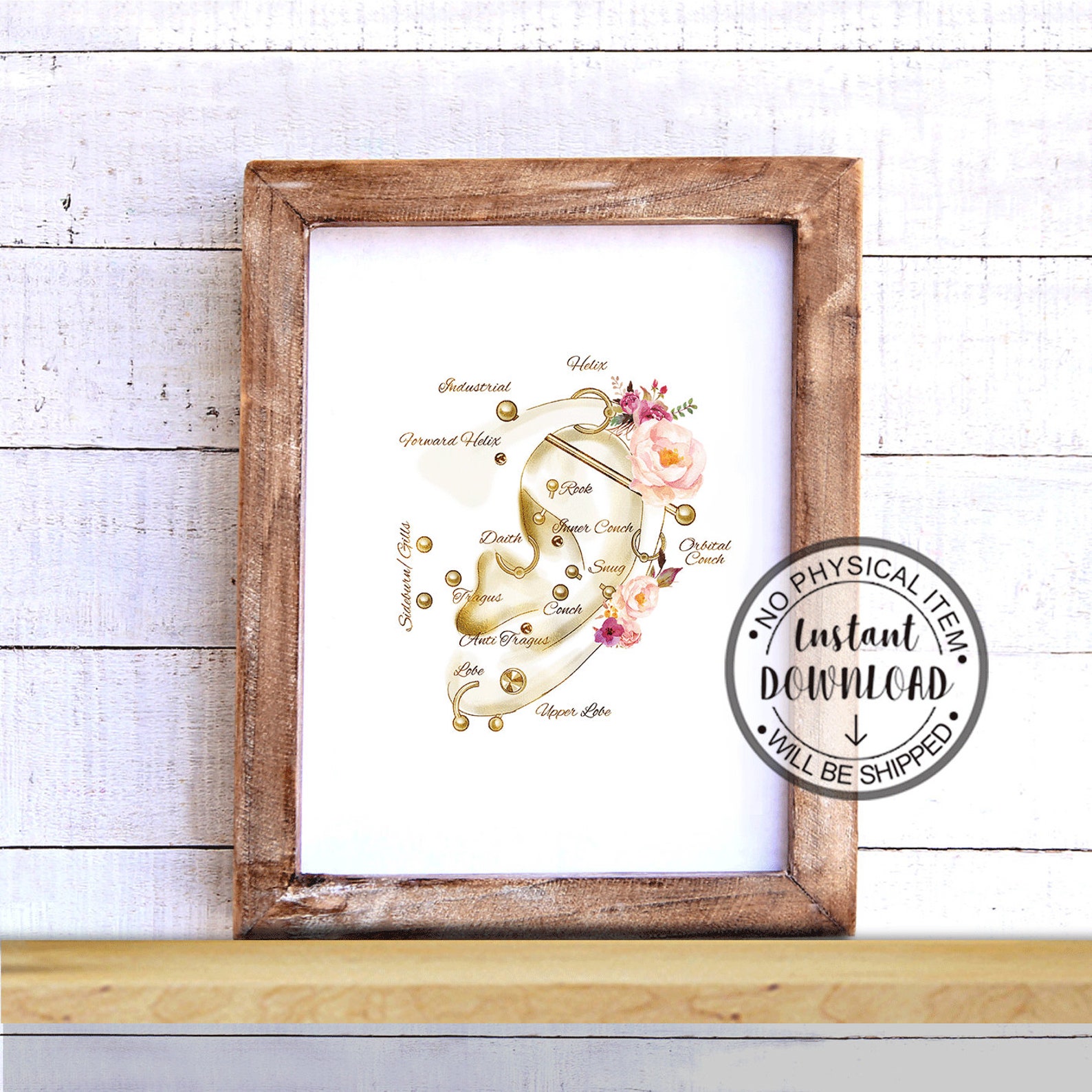 Ear Piercing Chart Art Print Piercing Poster Piercings | Etsy