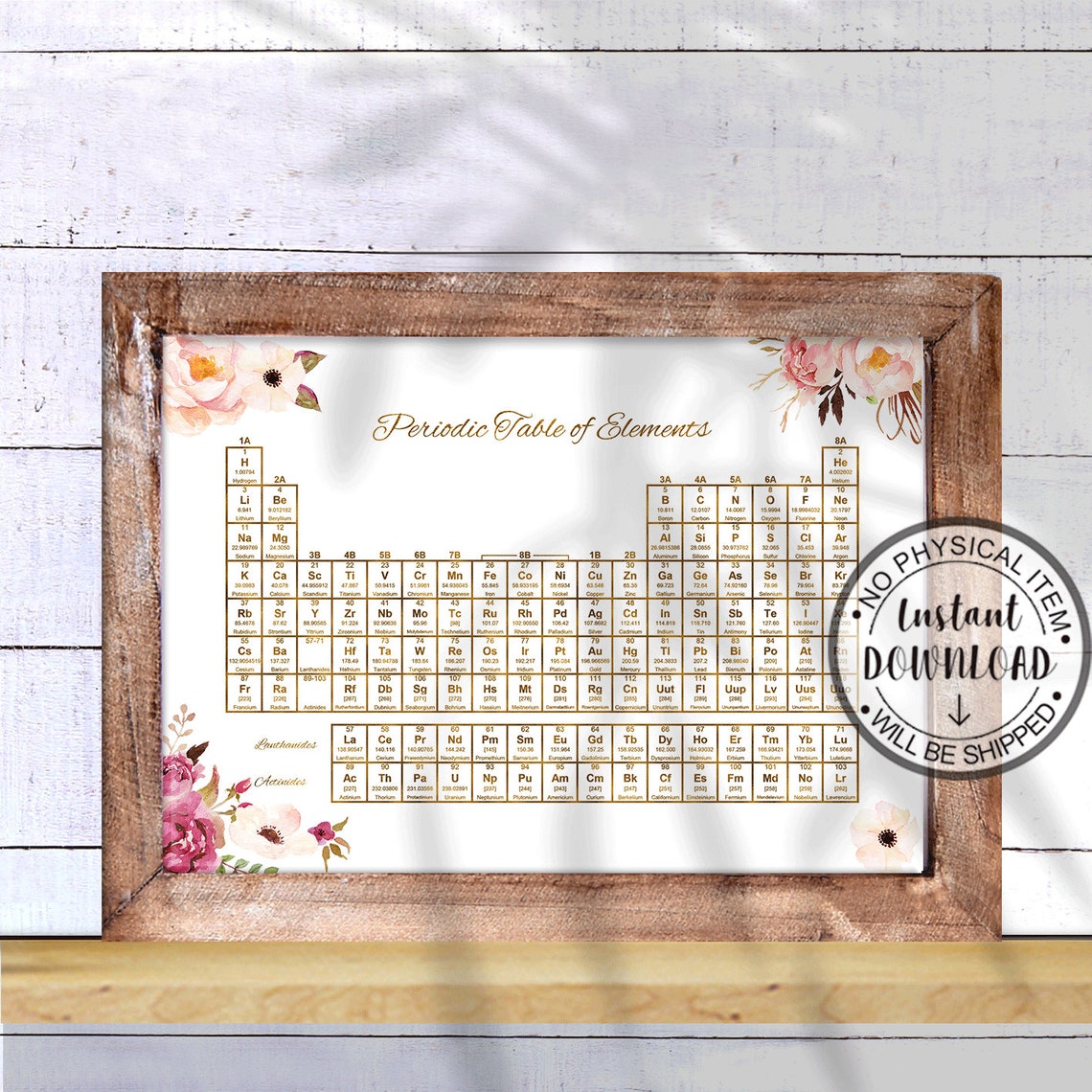 Periodic Table of the Elements Art With Flowers Periodic | Etsy