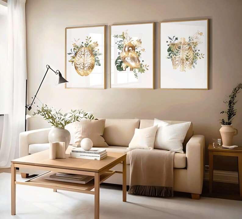 Medical Art Set, Floral Anatomy Art, Doctor Office Decor, Doctor Gift ...