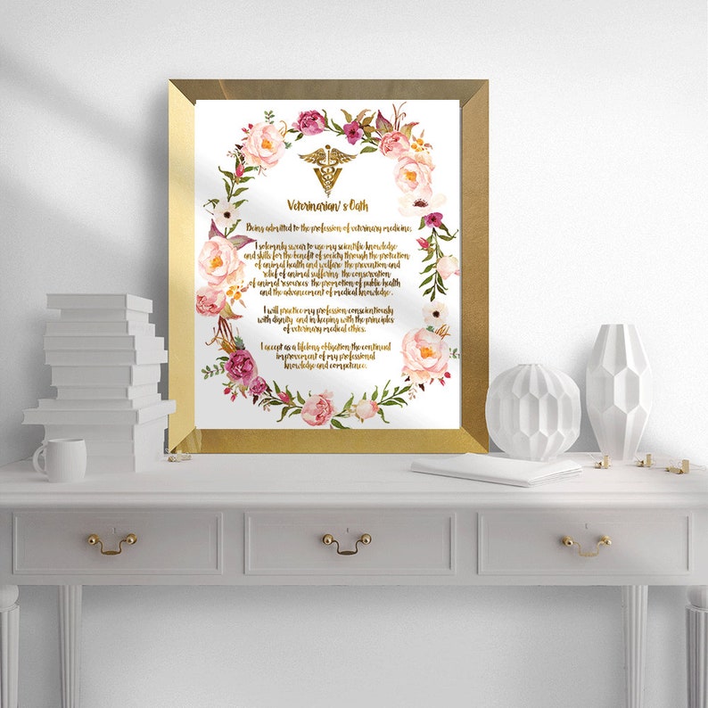 Veterinarian's Oath Print, Veterinarian Gift, Animal Doctor Gift ...