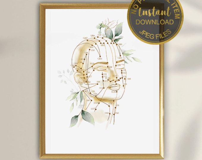 12 Major Acupuncture Meridians Chart, PDF Printable, Chinese Medicine ...