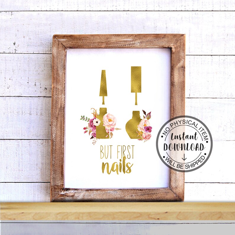 Nail Salon Decor Nails Salon Print But First Nails Nail Art | Etsy