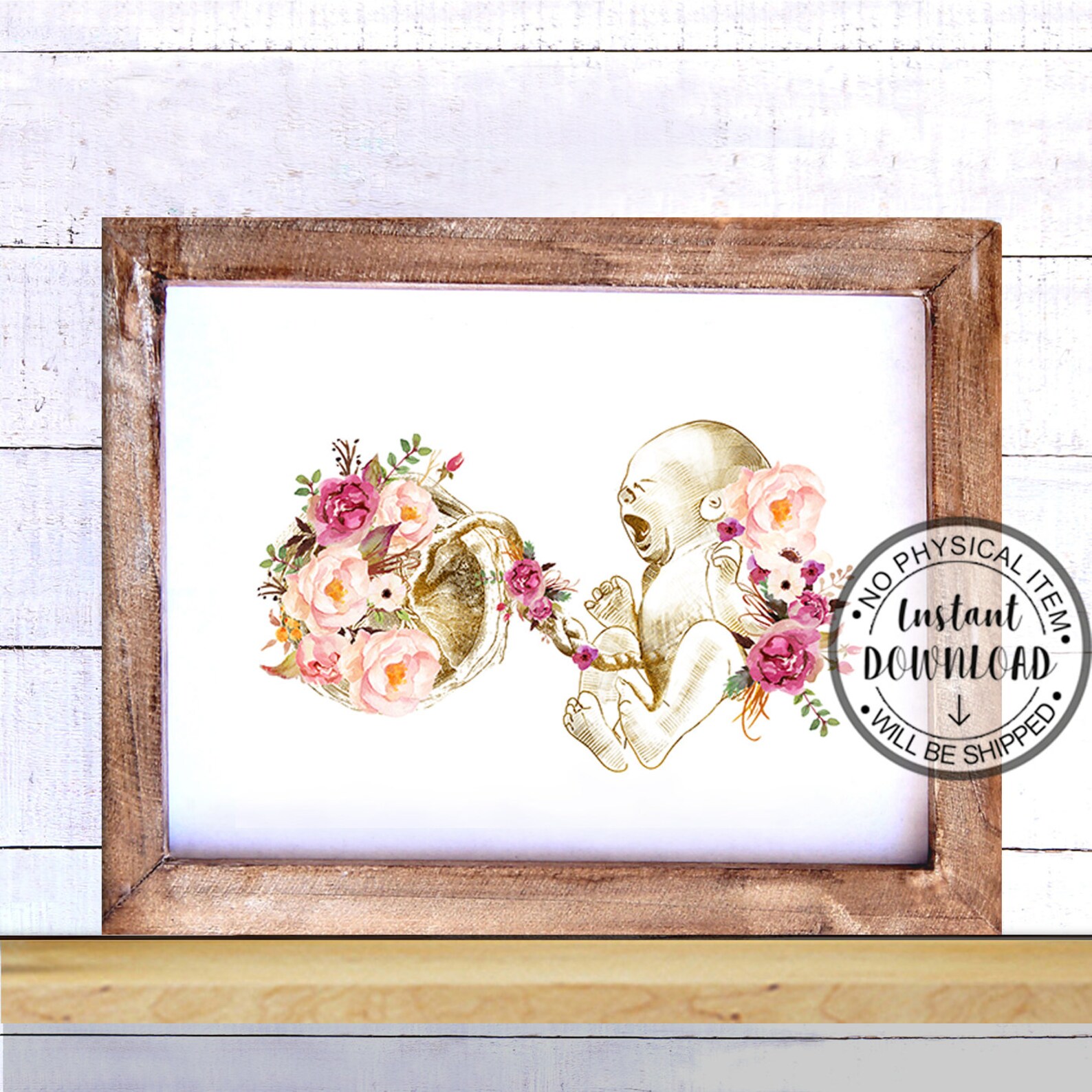 Doula Art Baby With Placenta Midwife Gift Birth Art Birth - Etsy