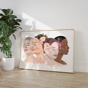 Women Art, Skin Tones Art, Esthetician Wall Art, Dermatology Art, Med ...