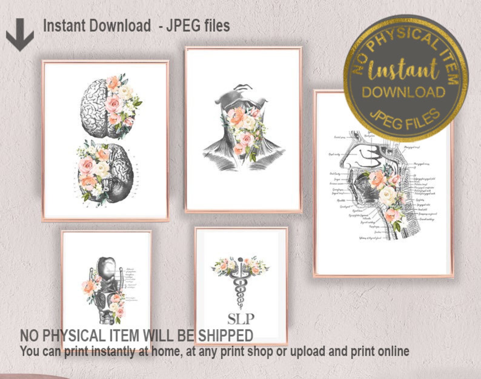 SLP Office Decor SLP Art Set of 5 Speech Language - Etsy