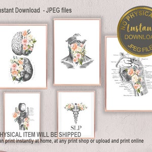 SLP Office Decor, SLP Art Set of 5, Speech Language Pathologist Gift ...