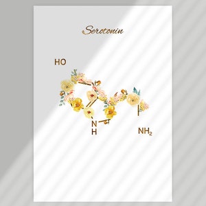 Serotonin Art Print, Dopamine Print, Psychology Art, Hormones Molecule ...