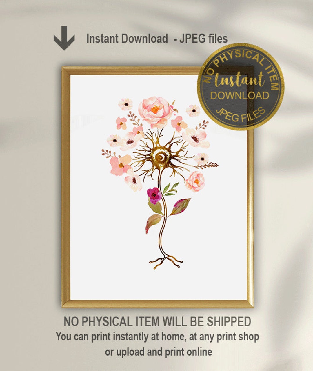 Medical Print, Neuron Cell Art Neurology Gift Brain Cell Art Medical ...