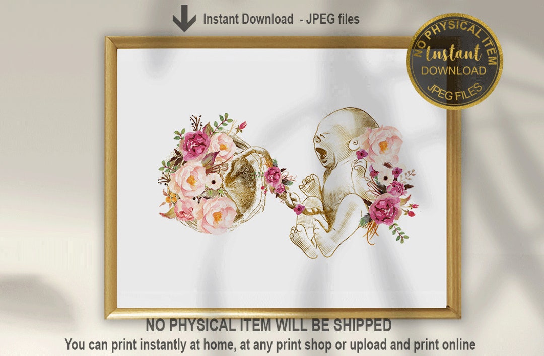 Doula Art, Baby With Placenta, Midwife Gift, Birth Art, Birth Gift ...