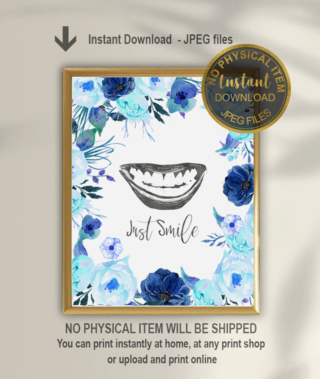 Smile Wall Art, Dental Hygienist Art, Dental Assistant Gift, Smile Art ...