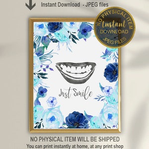 Smile Wall Art, Dental Hygienist Art, Dental Assistant Gift, Smile Art ...