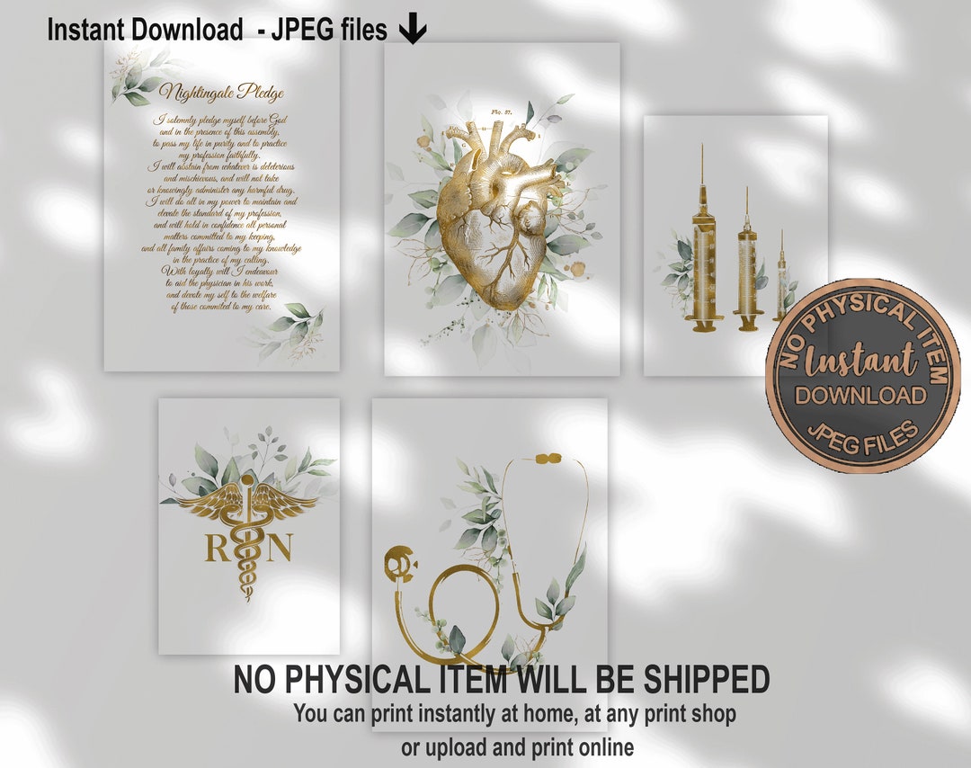 Nurse Wall Art Set, RN Nurse Office Decor, Nurse Gift, Nursing Student ...