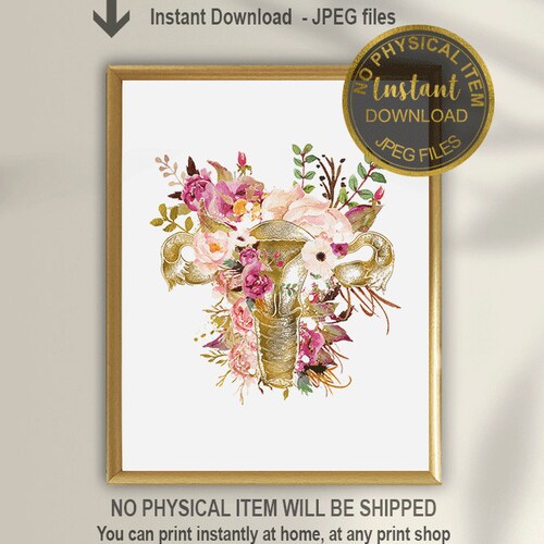 Floral Uterus Artwork Pregnancy Gift Midwife Gift Ovaries - Etsy