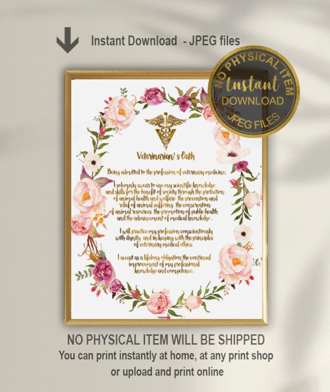 Veterinarian's Oath Print, Veterinarian Gift, Animal Doctor Gift ...