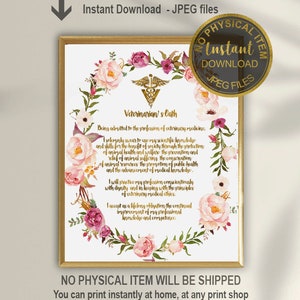 Veterinarian's Oath Print, Veterinarian Gift, Animal Doctor Gift ...