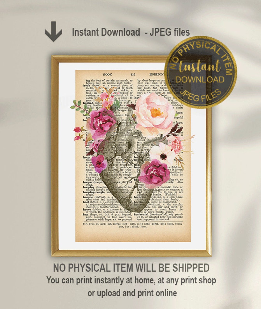 Heart Art Dictionary Print, Heart Anatomy Print, Dictionary Art, Gift ...